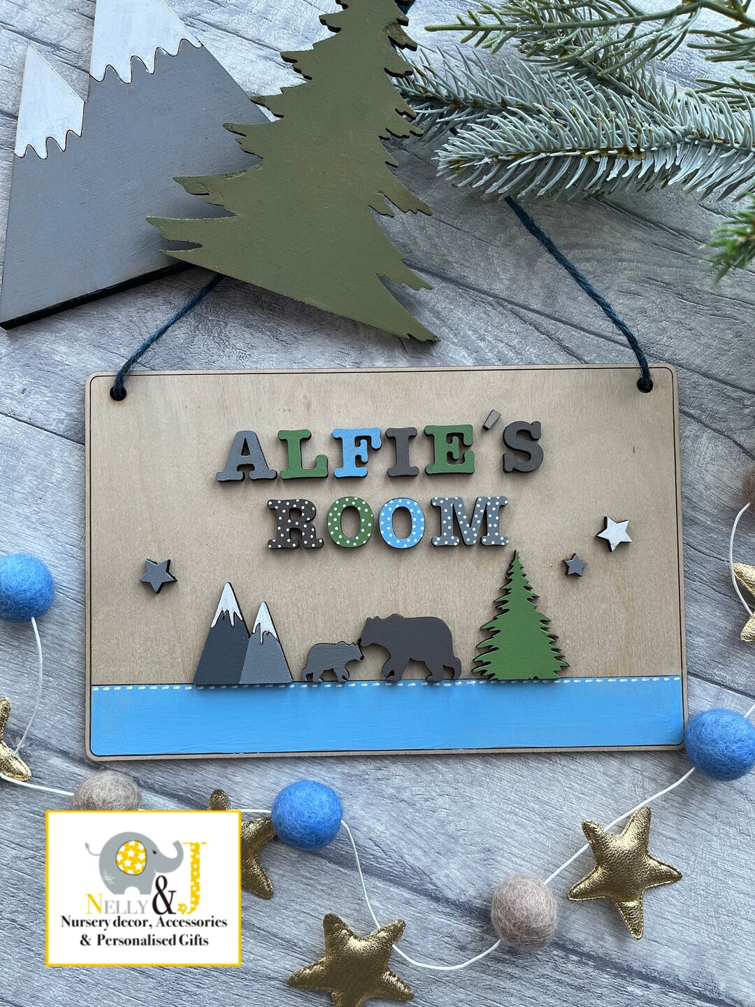 Wild Bear Door Sign Personalised Door Plaque Adventure Theme Childs ...