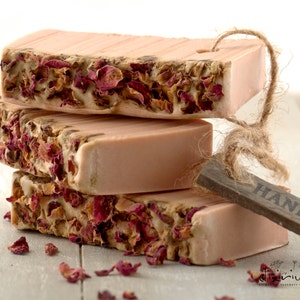 ROSE PETALS Soap Pink Clay, Rosehip Organic Soap Bar, Organic Soap ...