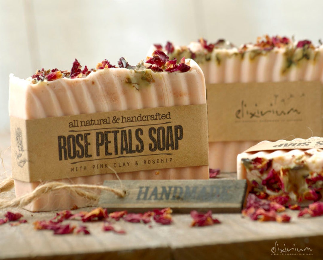ROSE PETALS Soap Pink Clay, Rosehip Organic Soap Bar, Organic Soap ...