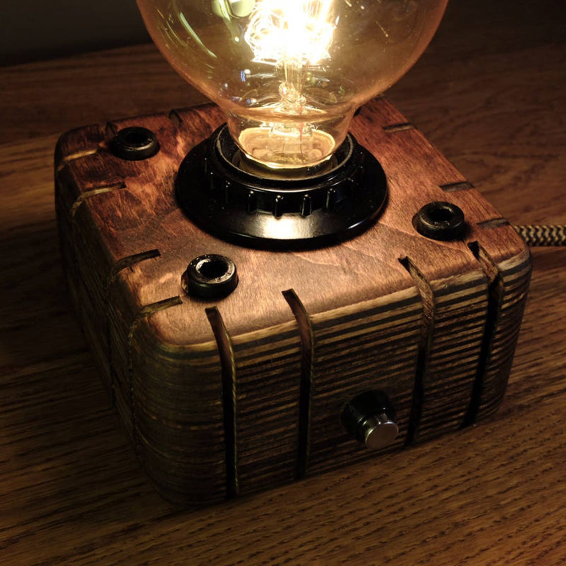 Edison Lamp Industrial Lamp Steampunk Lamp Wooden Edison Lamp | Etsy