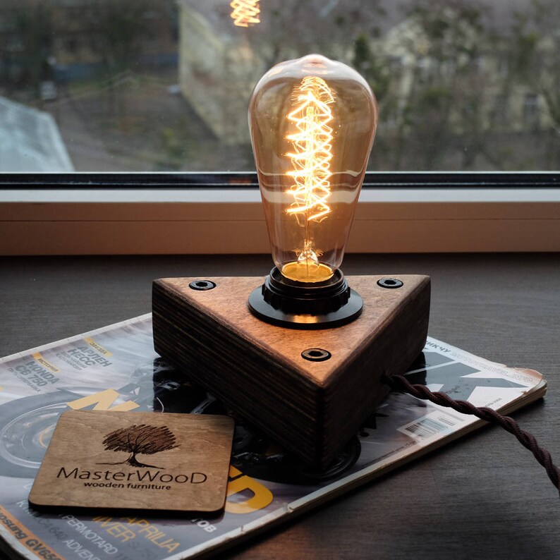 Wooden Lamp Edison Lamp Dimmer Industrial Lamp Steampunk Lamp - Etsy