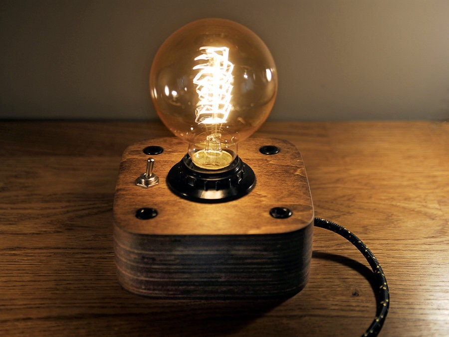 Edison Lamp Wood Lampwooden Edison Lampindustrial - Etsy