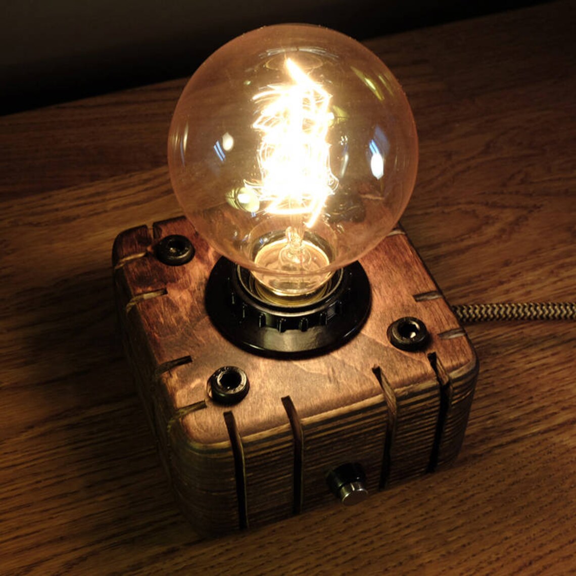 Edison Lamp Industrial Lamp Steampunk Lamp Wooden Edison Lamp | Etsy