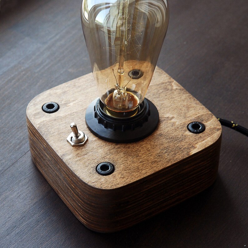 Wooden Edison Lamp Industrial Lamp Steampunk Lamp Night Lamp - Etsy