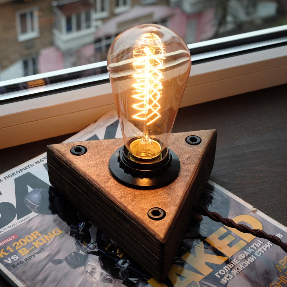 Wooden Lamp Edison Lamp Dimmer Industrial Lamp Steampunk Lamp - Etsy