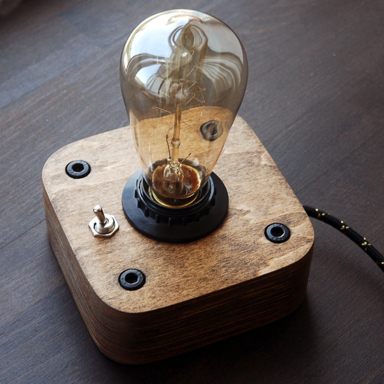 Wooden Edison Lamp Industrial Lamp Steampunk Lamp Night Lamp - Etsy