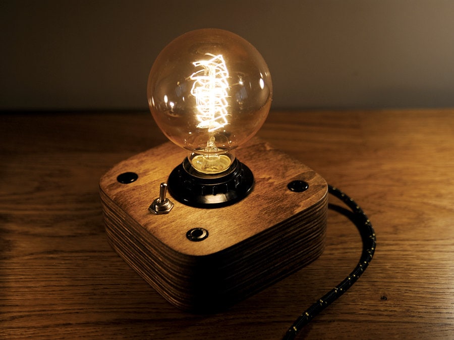 Edison Lamp Wood Lampwooden Edison Lampindustrial - Etsy