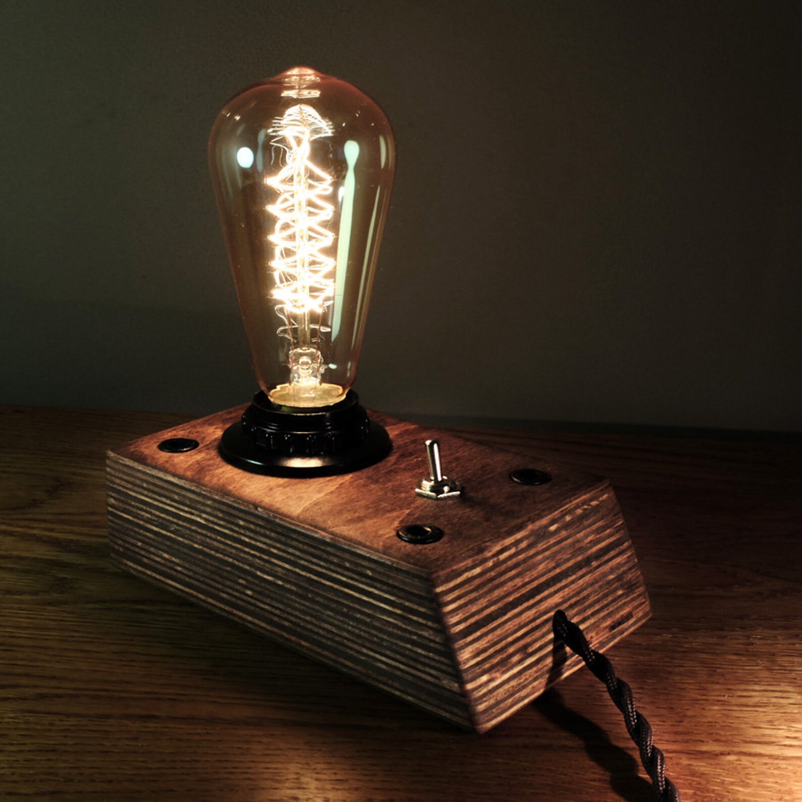 Edison Lampe Industrielampe Steampunk Lampe Holz Edison Lampe | Etsy