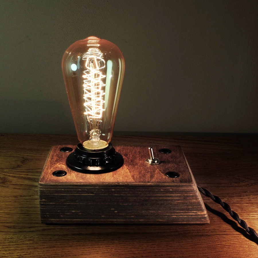 Edison Lampe Industrielampe Steampunk Lampe Holz Edison Lampe | Etsy