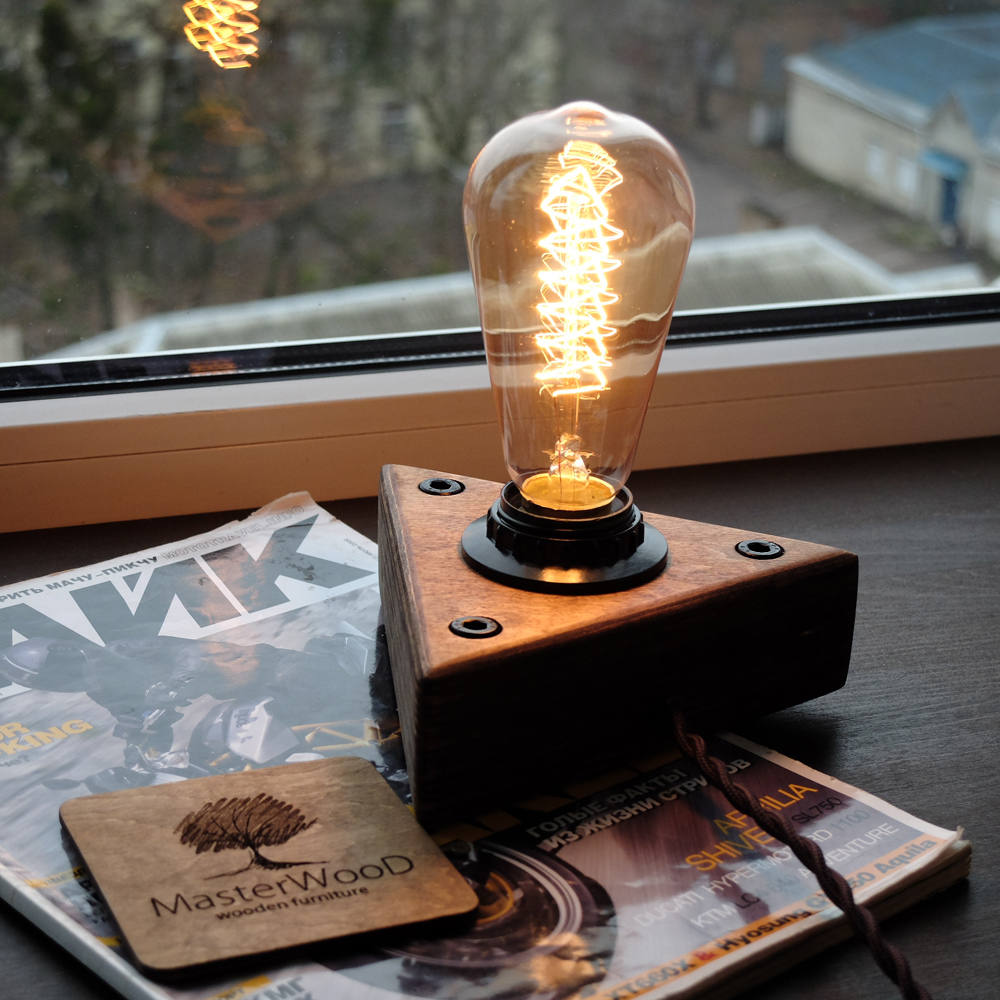 Wooden Lamp Edison Lamp Dimmer Industrial Lamp Steampunk Lamp - Etsy