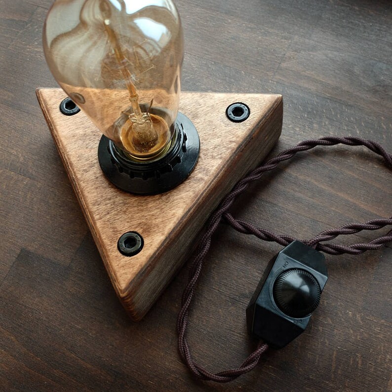 Wooden Lamp Edison Lamp Dimmer Industrial Lamp Steampunk Lamp - Etsy