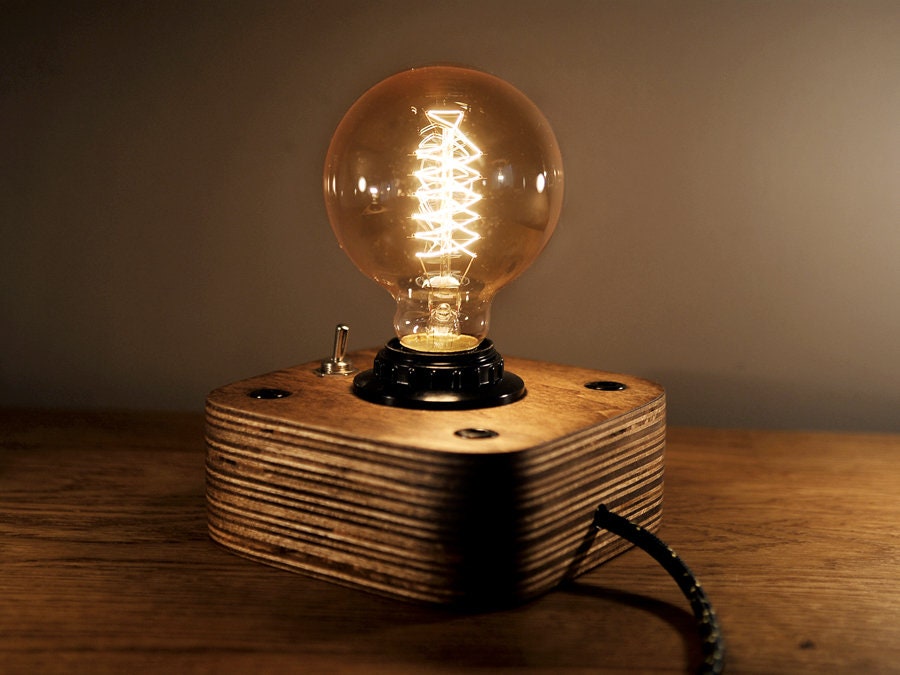 Edison Lamp Wood Lampwooden Edison Lampindustrial - Etsy