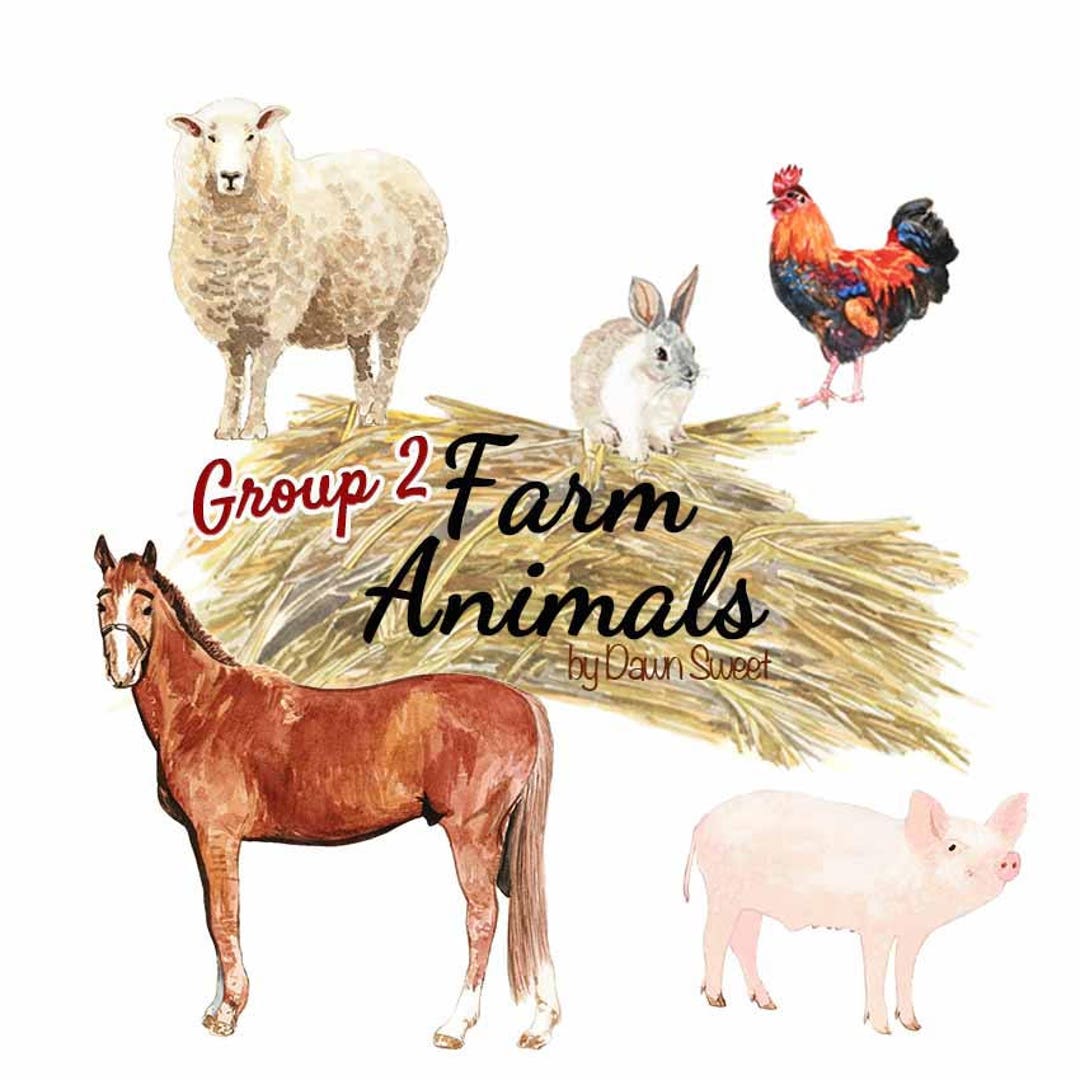 Farm Animals Clipart,wall Art,sheep,rabbit, Rooster, Horse, Pig ...