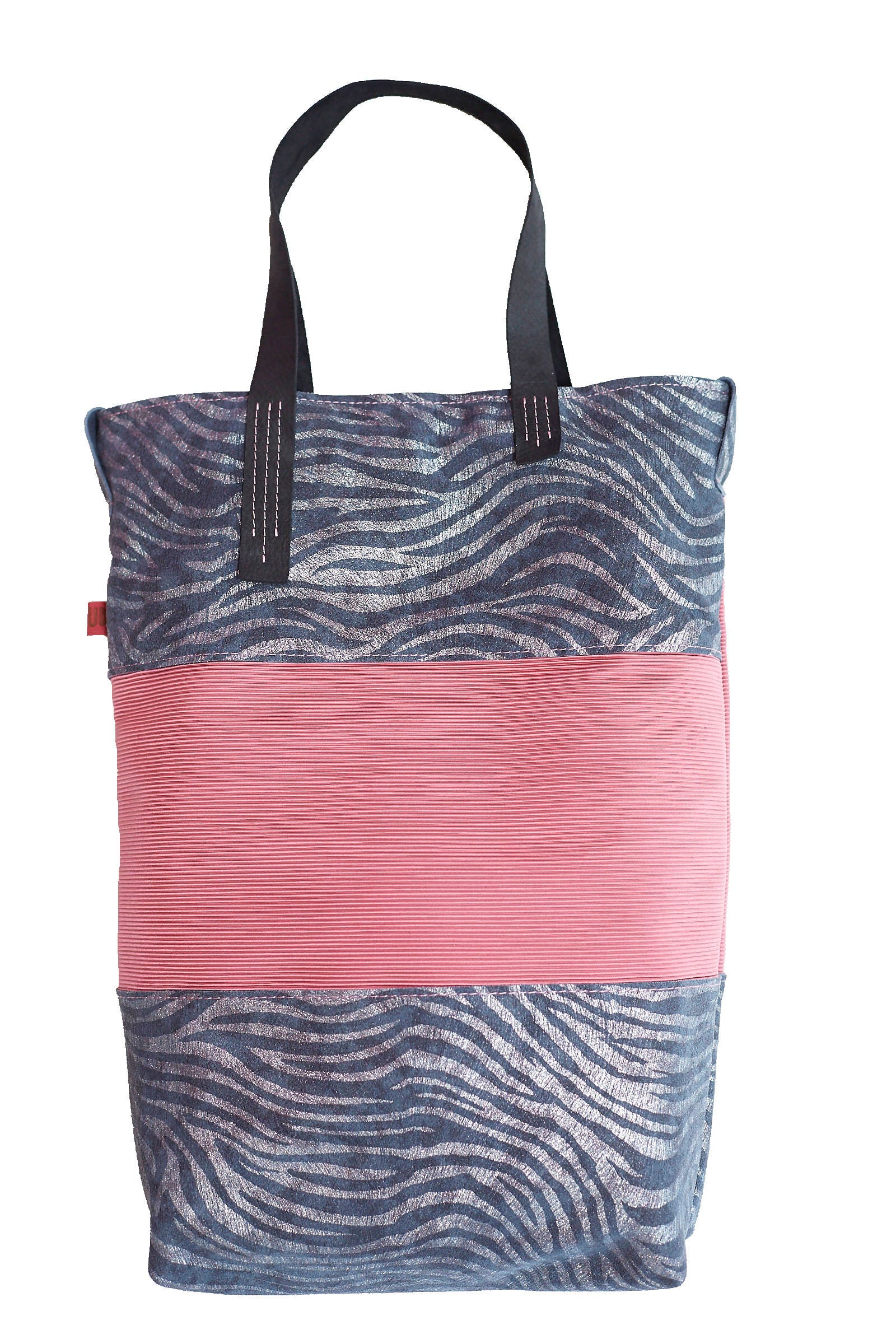 Large Fabric and Leather Bag Pink, Fabric Bag, Shopper, Design Bag ...