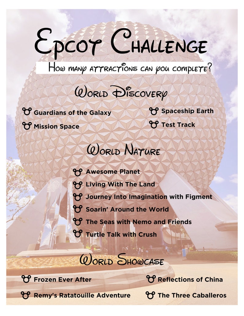 WDW Attraction Checklist, All Parks Trip Planner, Challenge Bucket List ...