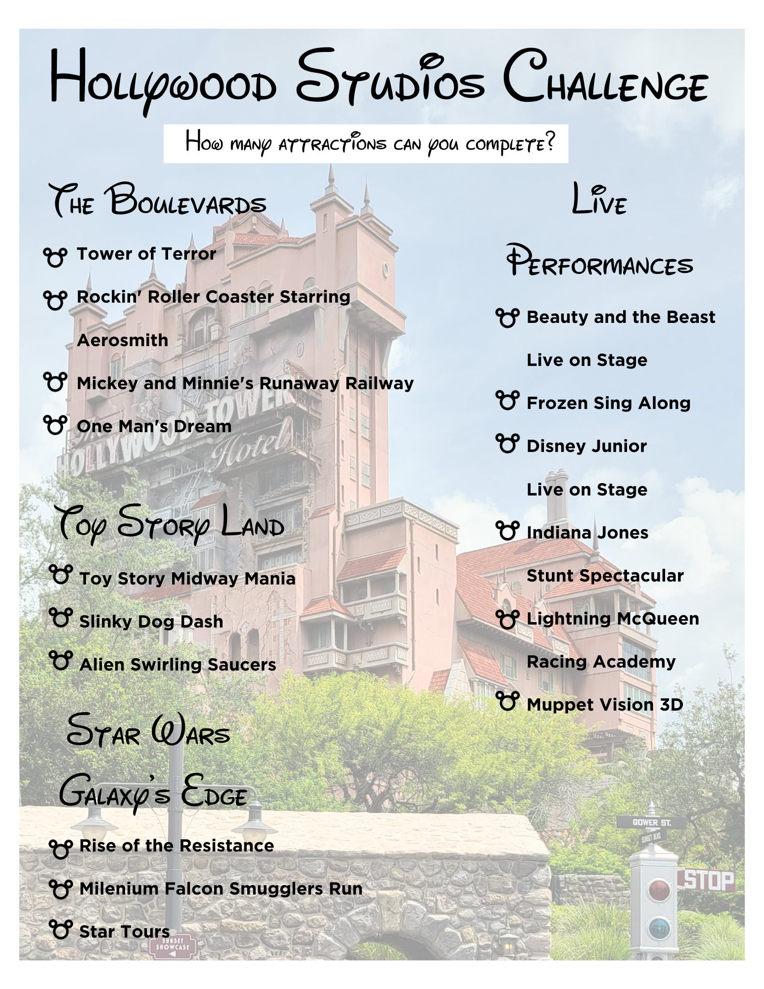 WDW Attraction Checklist, All Parks Trip Planner, Challenge Bucket List ...