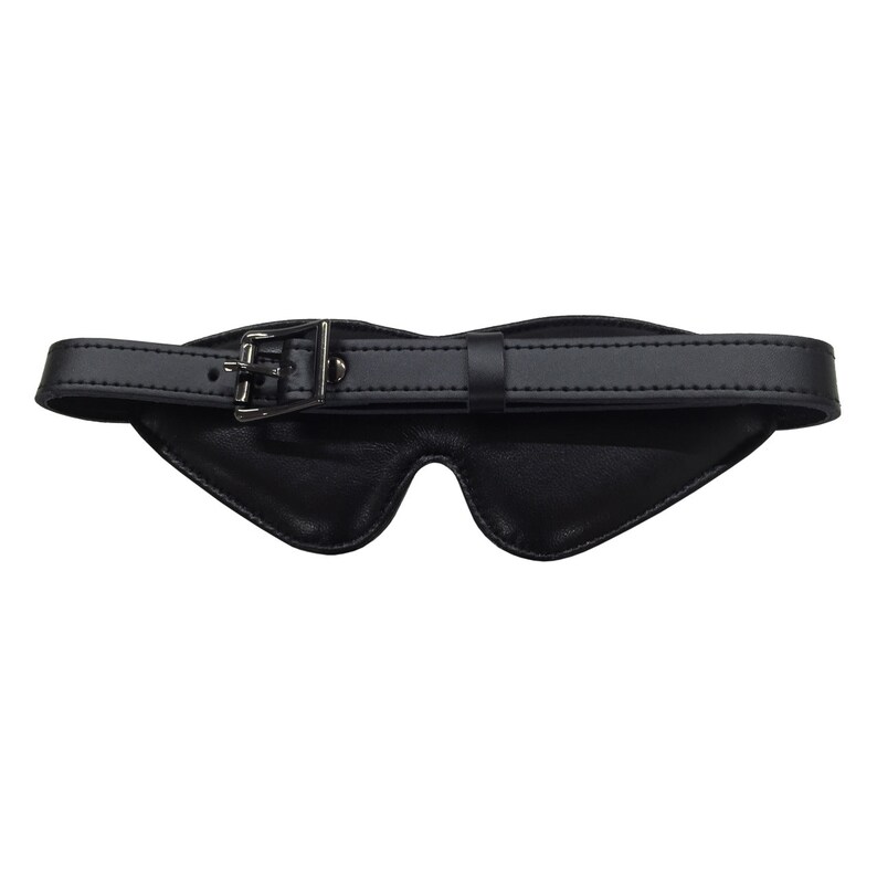 Black Leather Padded Blindfold With Colored Metal Buckle - Etsy