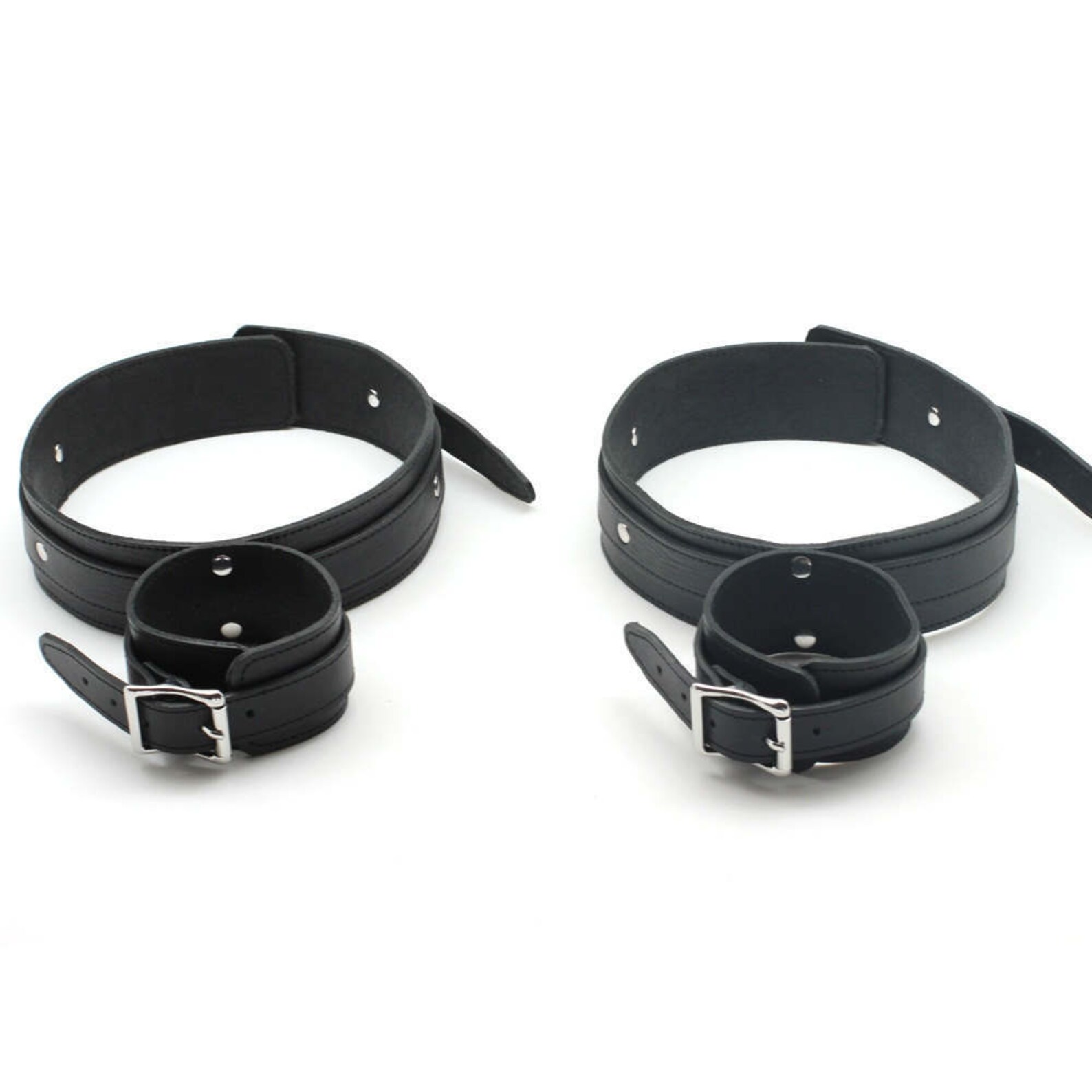 Leather Wrist To Thigh Cuffs Thigh Restraints Bdsm Gear Etsy