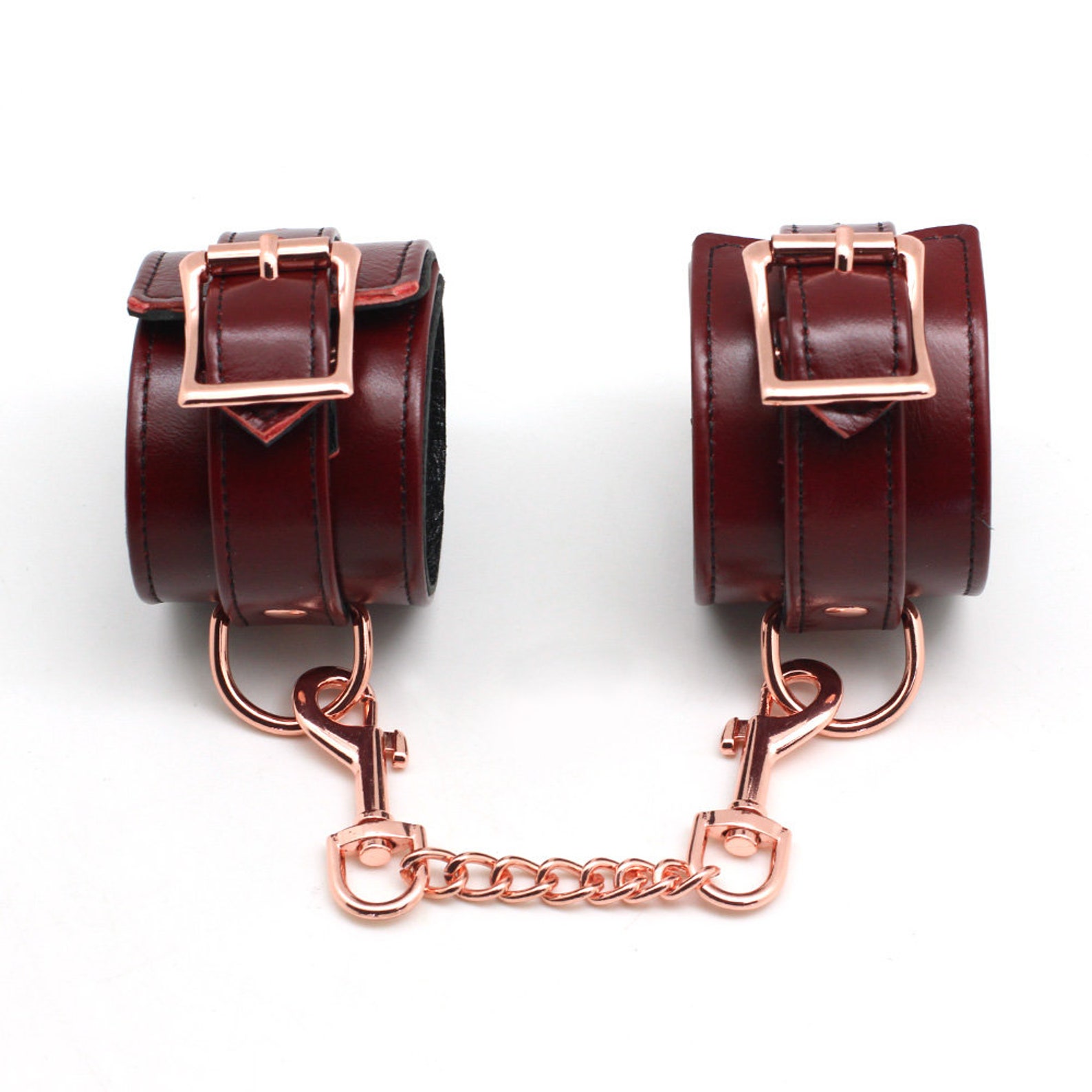 Premium Wine Red Leather Set 4 Pieces Handcuffs Ankle Cuffs - Etsy