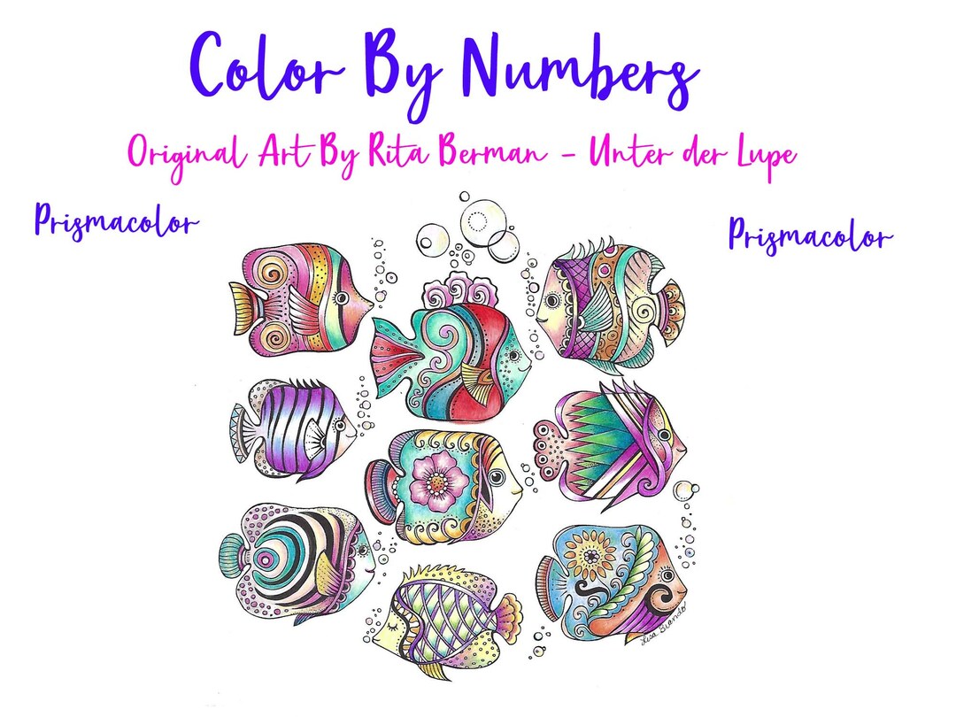 Color by Numbers Art by Rita Berman - Coloring Bright Vivid FISH From ...