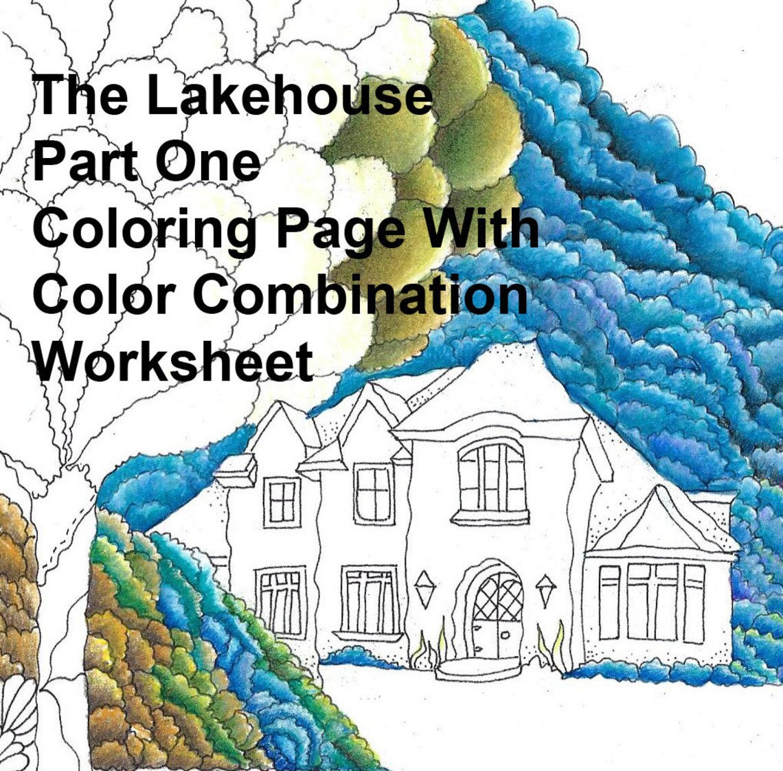 The Lakehouse Coloring Page With Color Combination Chart and Worksheet ...
