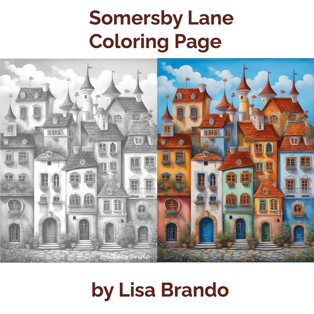 Somersby Lane Coloring Page by Lisa Brando - Etsy