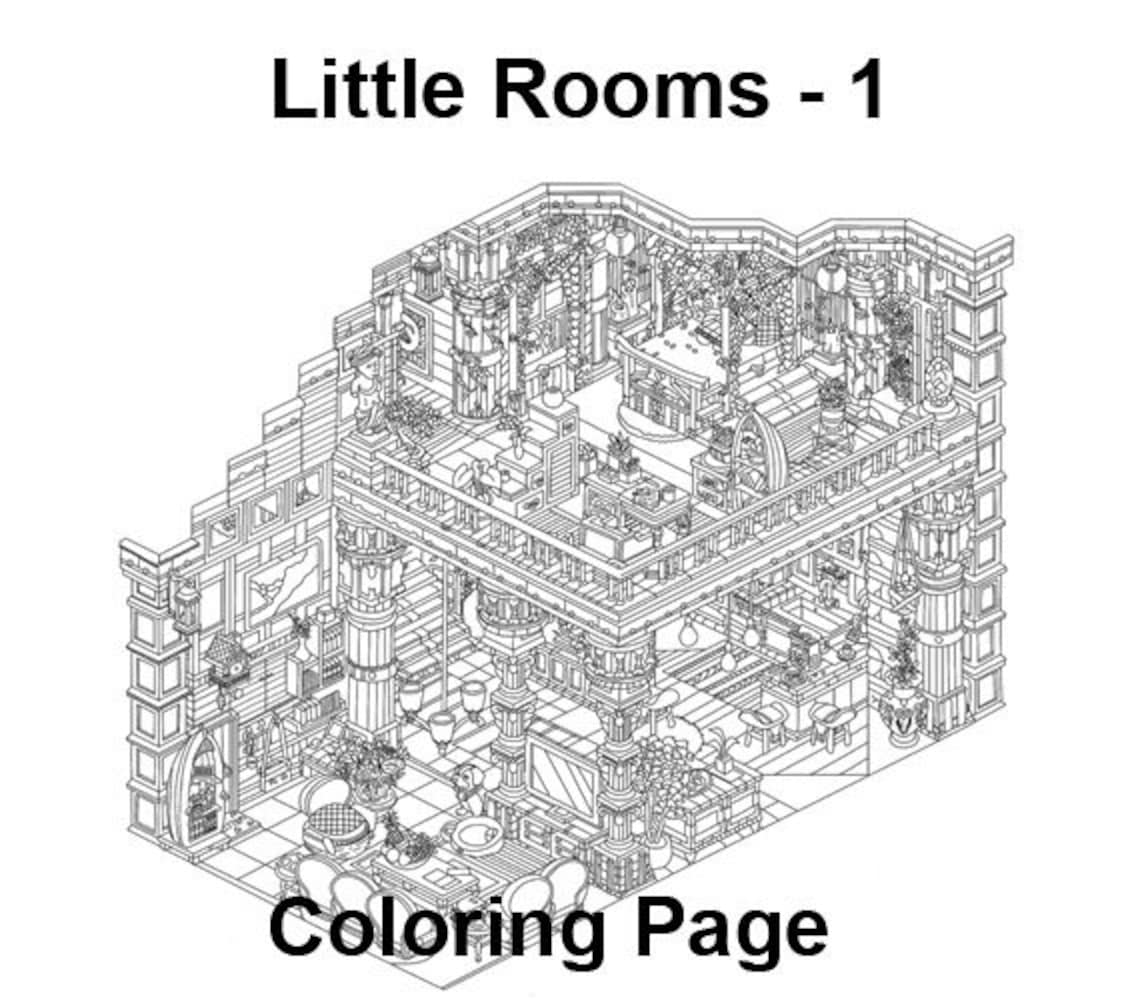 Little Tiny Rooms Coloring Page for Adults - Etsy
