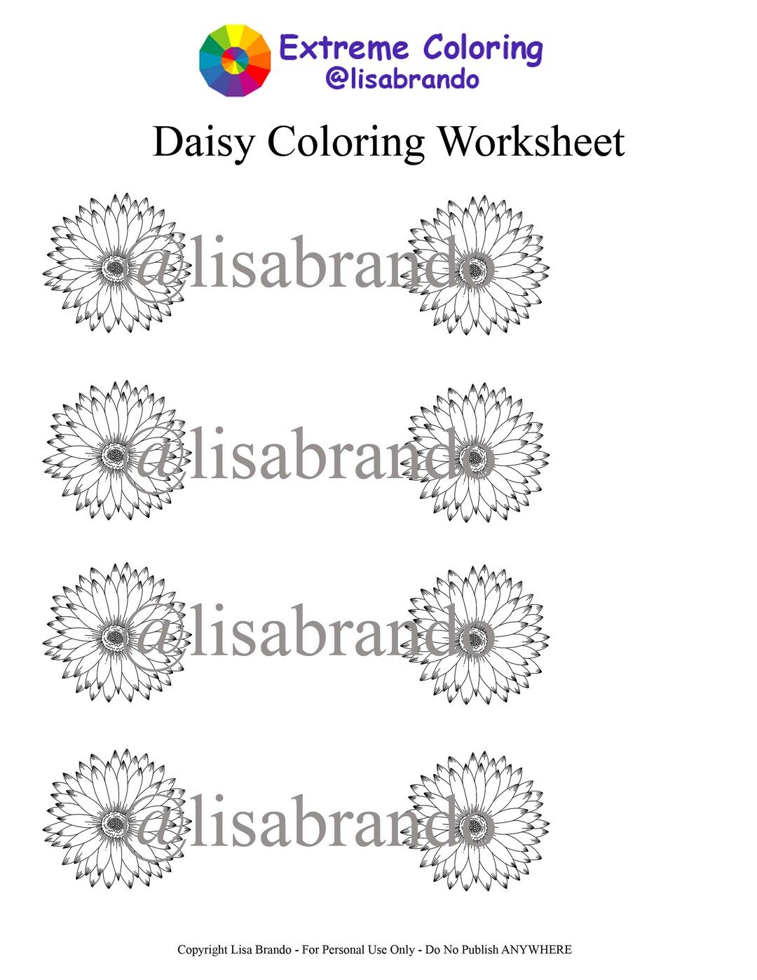 Daisy Coloring Worksheet - Daisy Flower Colors Reference Lisa Brando - Etsy