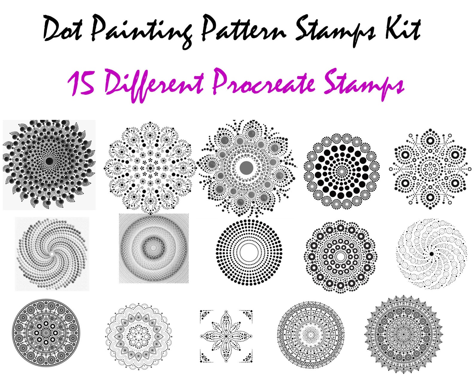 Huge Dot Painting Pattern Template Stamp Kit - 15 Different Patterns ...