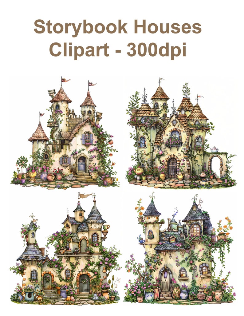 Storybook House Clipart JPG - Etsy