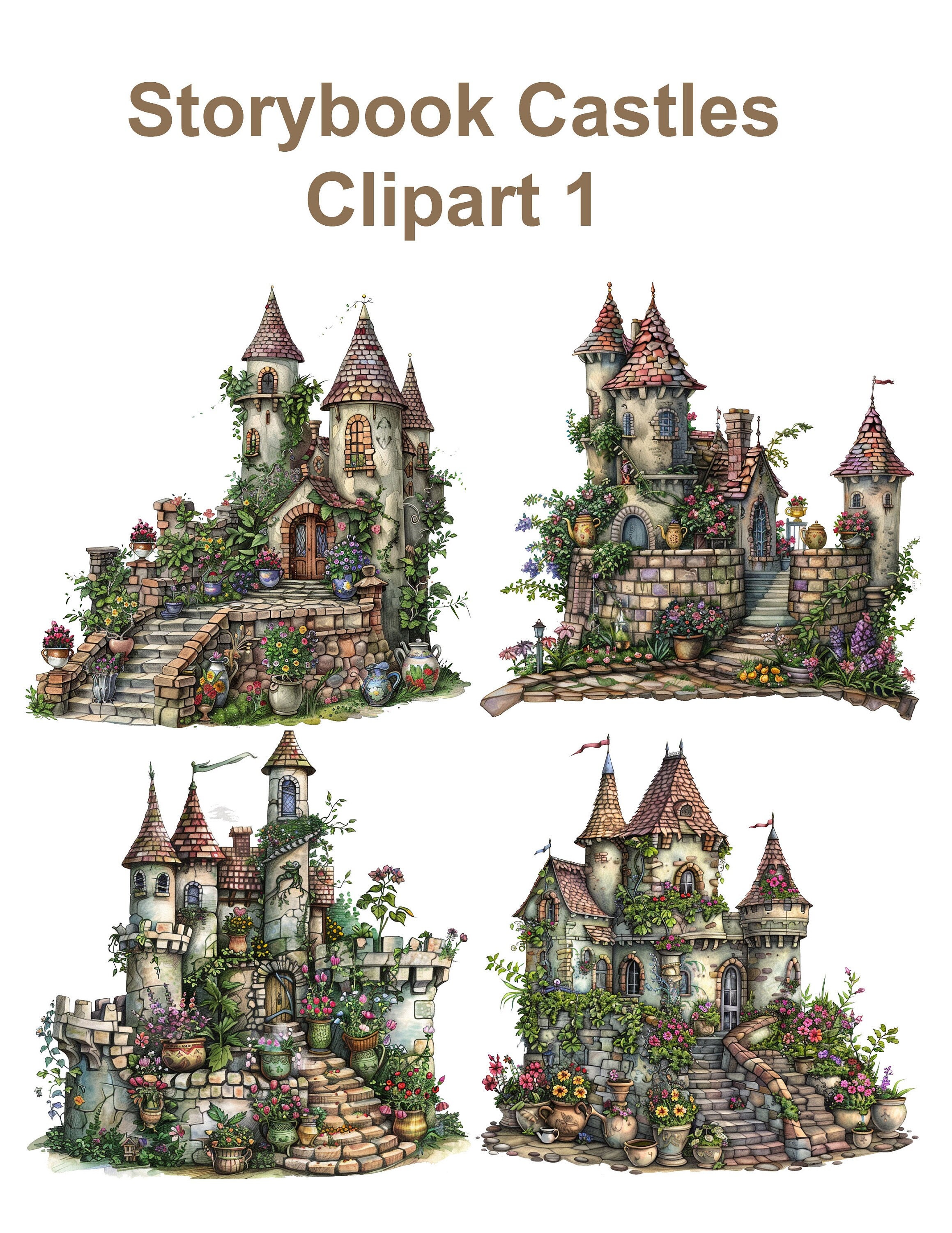 Storybook Castles Clipart 3 - Etsy
