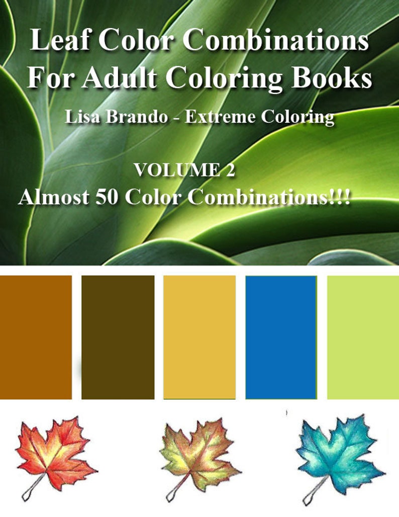 Leaf Color Combinations For Adult Coloring Books Prismacolor | Etsy