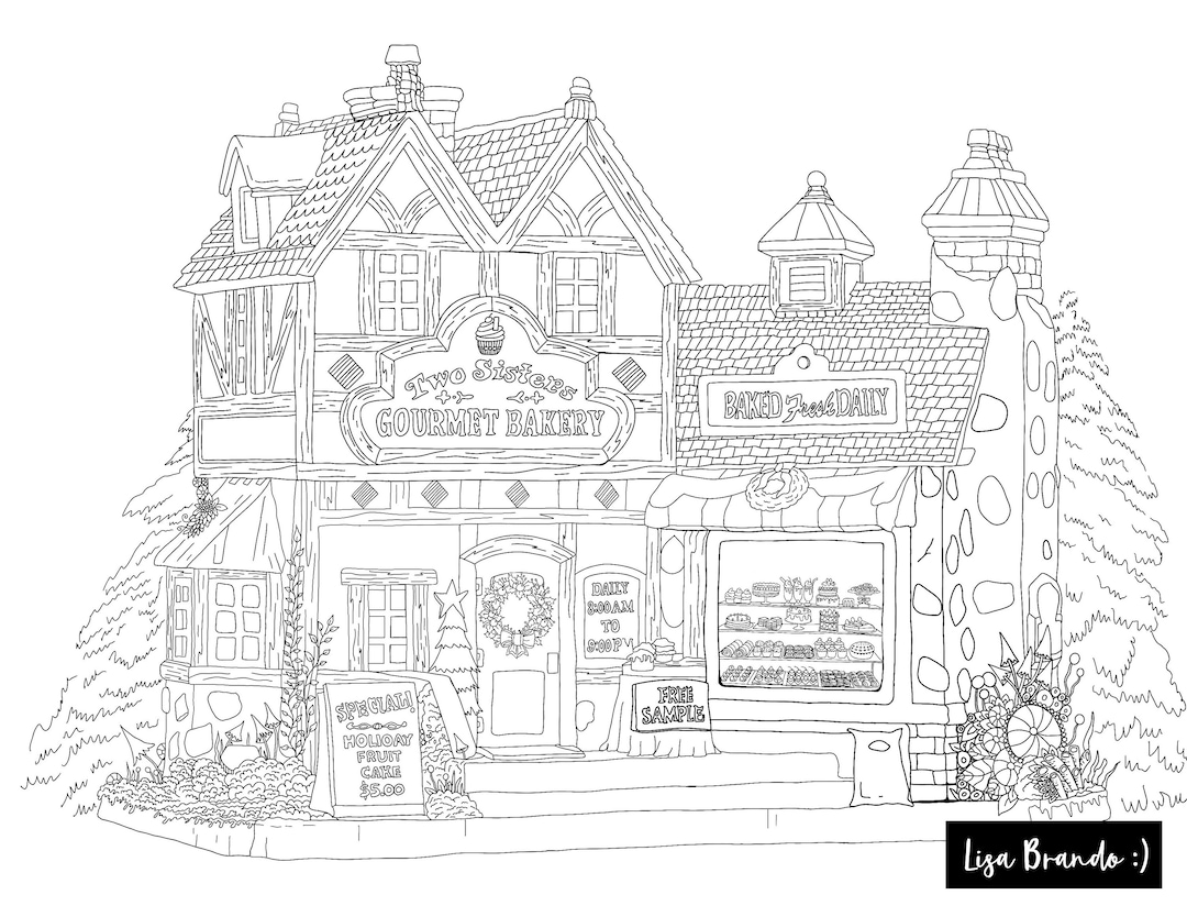 Gourmet Bakery Coloring Page - Color & Sell - Available for Commercial ...