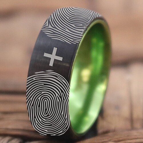 Fingerprint Jewelry His and Her Fingerprint Couples Ring | Etsy