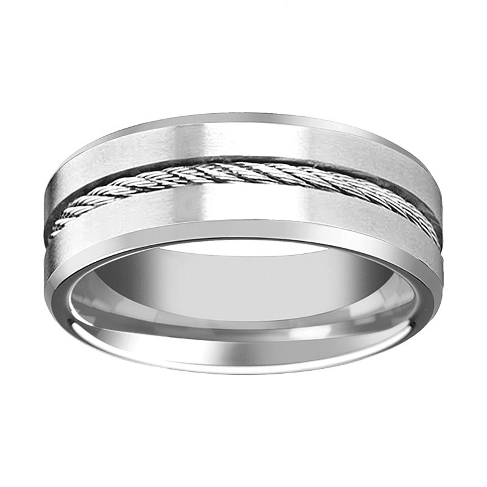 Tungsten Ring Rope Cable Tungsten Mens Promise Ring Unique | Etsy