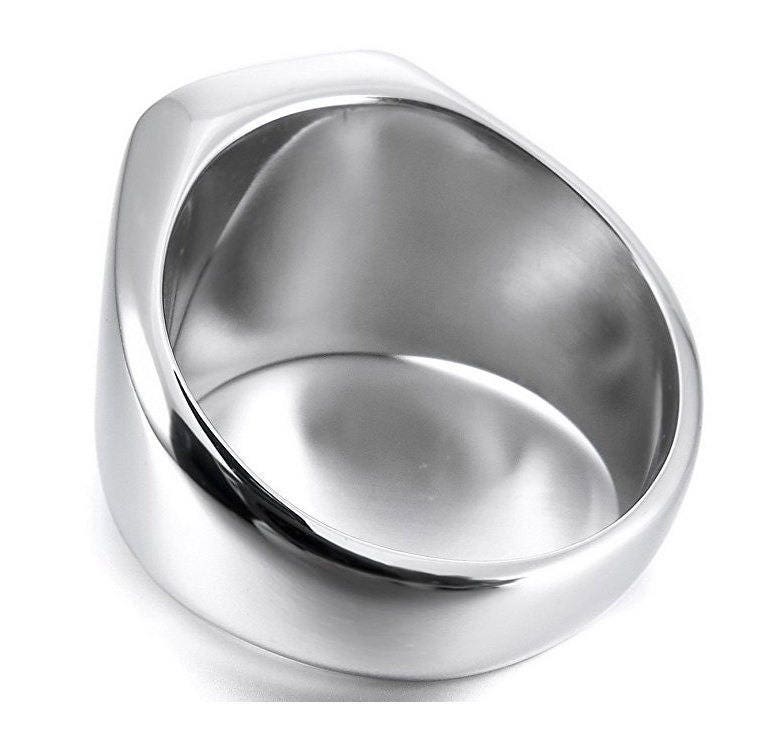 Laser Engraved Signet Ring Silver With Initial or Custom Logo - Etsy