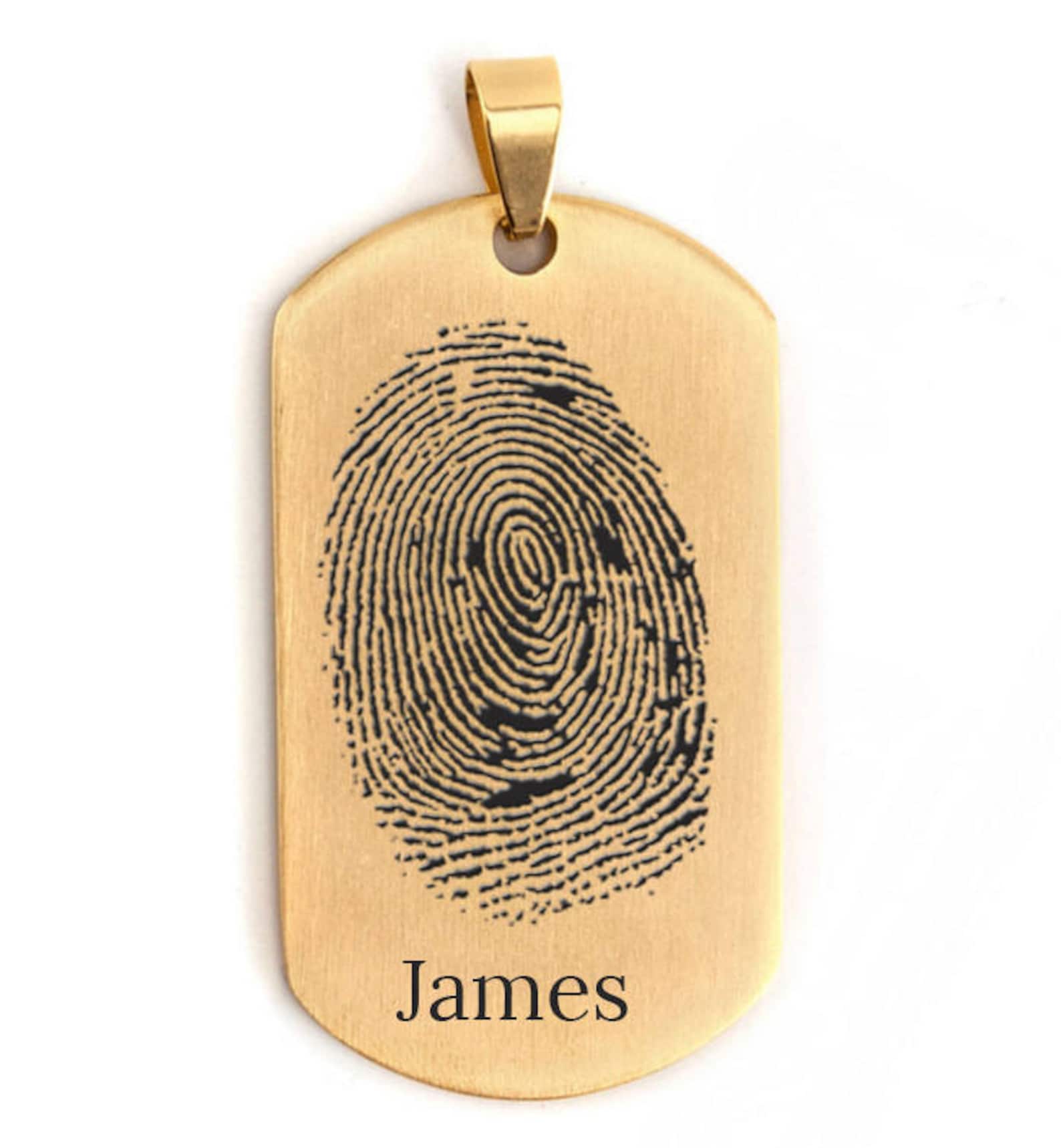 Personalized Finger Print Brushed Finished Dog Tag W/ Name - Etsy