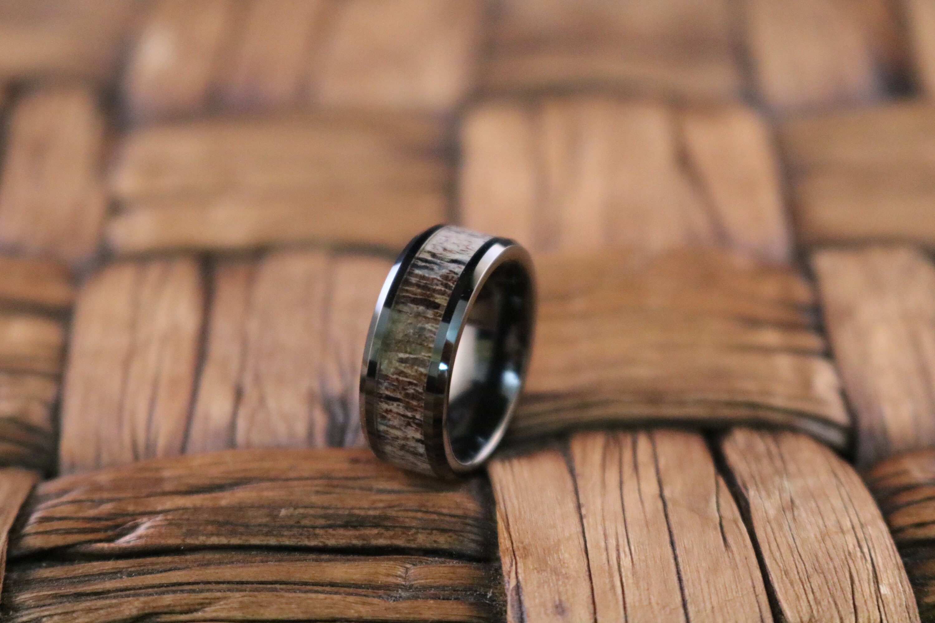 Deer Antler Ring Black Ceramic Ring Ombre Antler Inlay Ceramic - Etsy