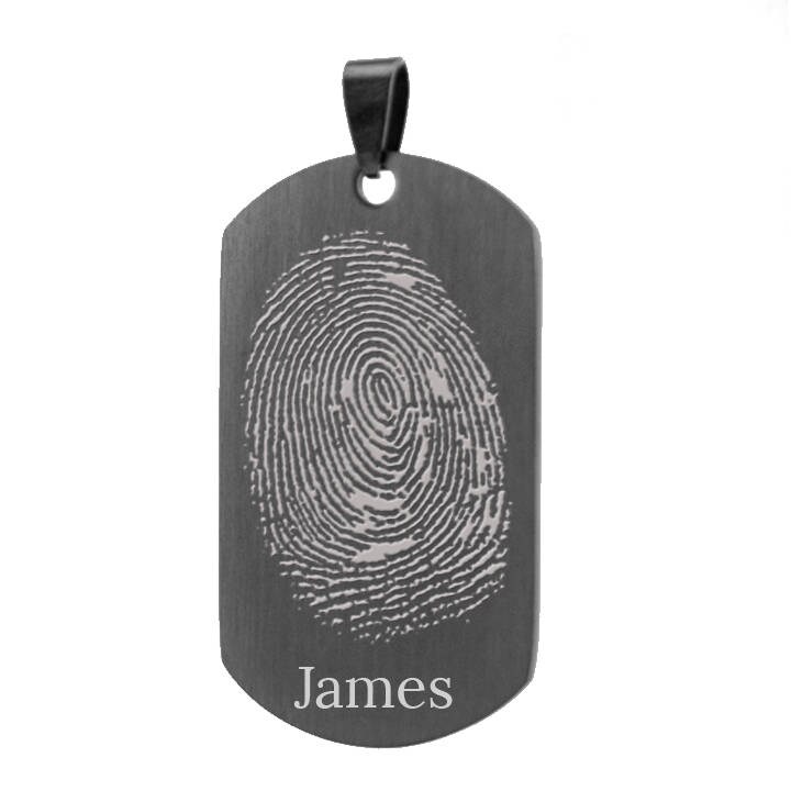 Personalized Finger Print Brushed Finished Dog Tag W/ Name - Laser ...