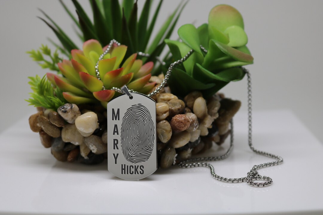Personalized Fingerprint Dog Tag W/ Double Name - Laser Engraved ...