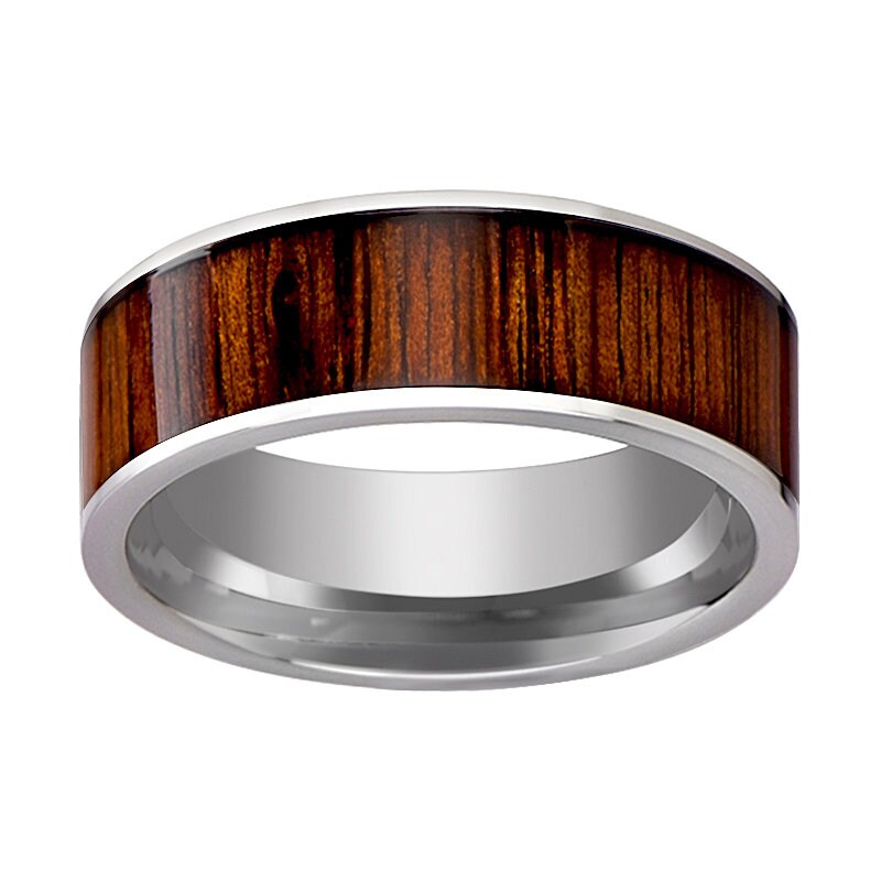Tungsten Wood Ring Rare Koa Wood Inlay Tungsten Wedding | Etsy