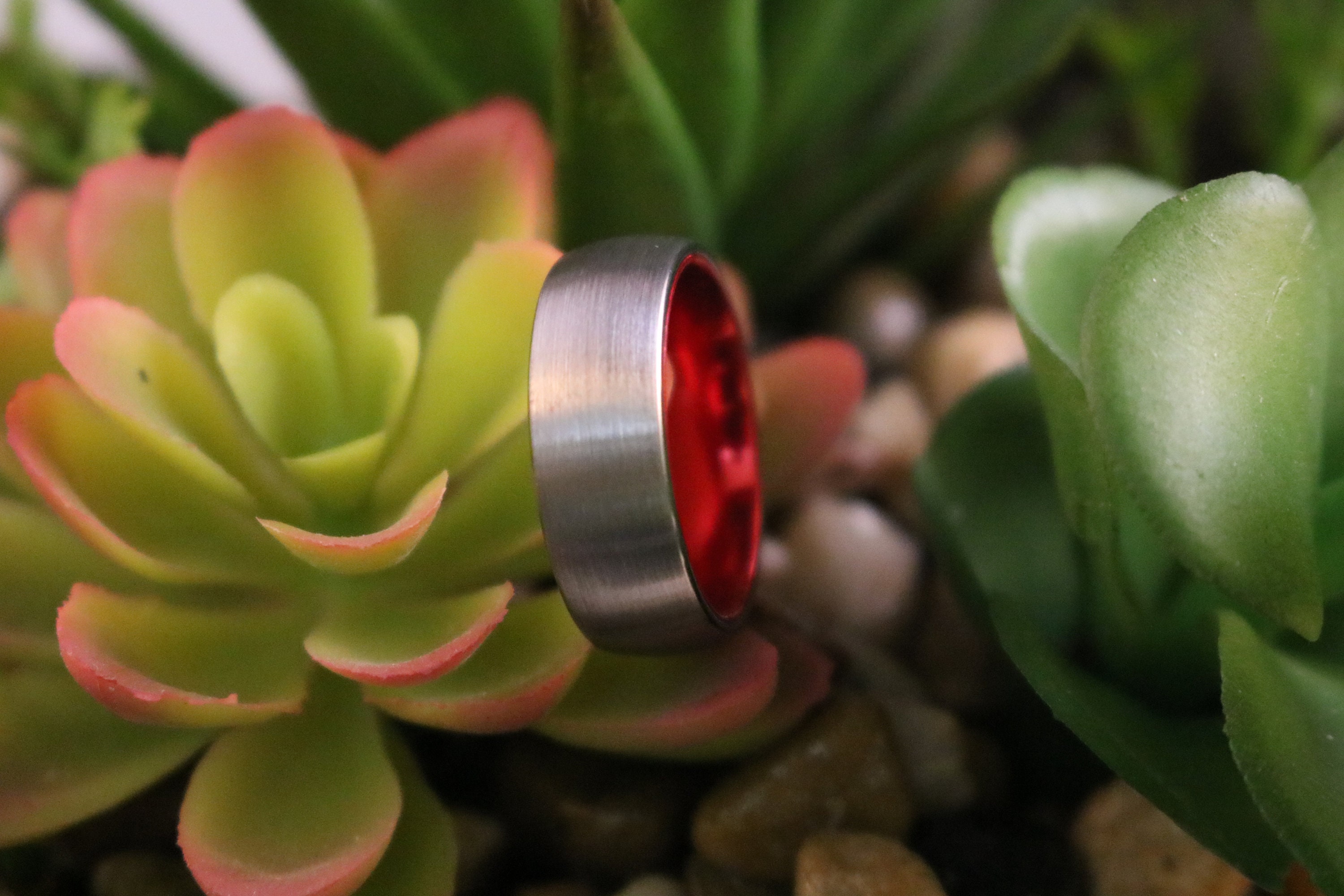 Mens Wedding Band Red Silver Tungsten Ring Wedding Ring 8mm | Etsy