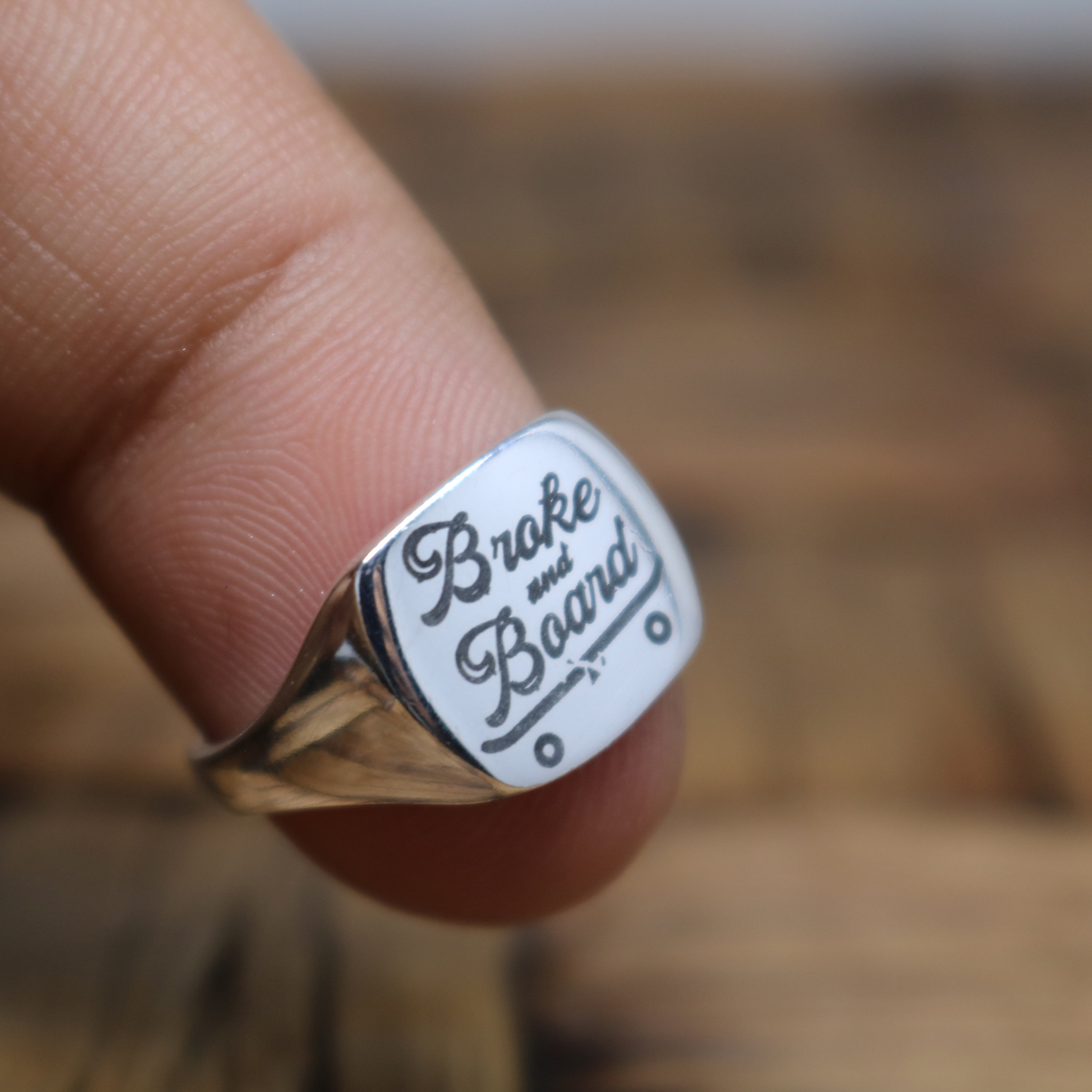 Custom Logo Sterling Silver Solid Back Signet Ring, Personaized Logo ...