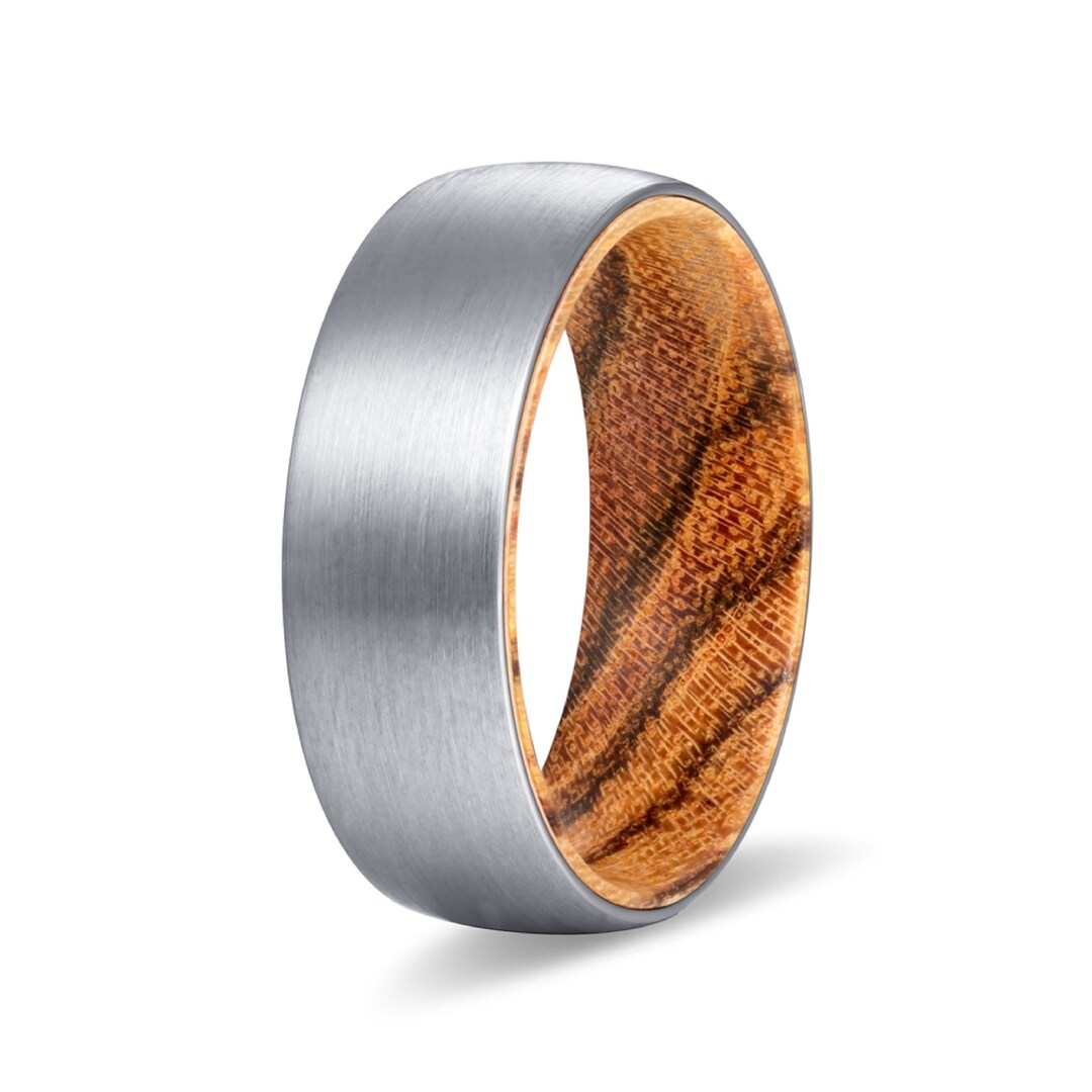 Tungsten Wood Rings | Bocote Wood Wedding Band, Wood Engagement ...