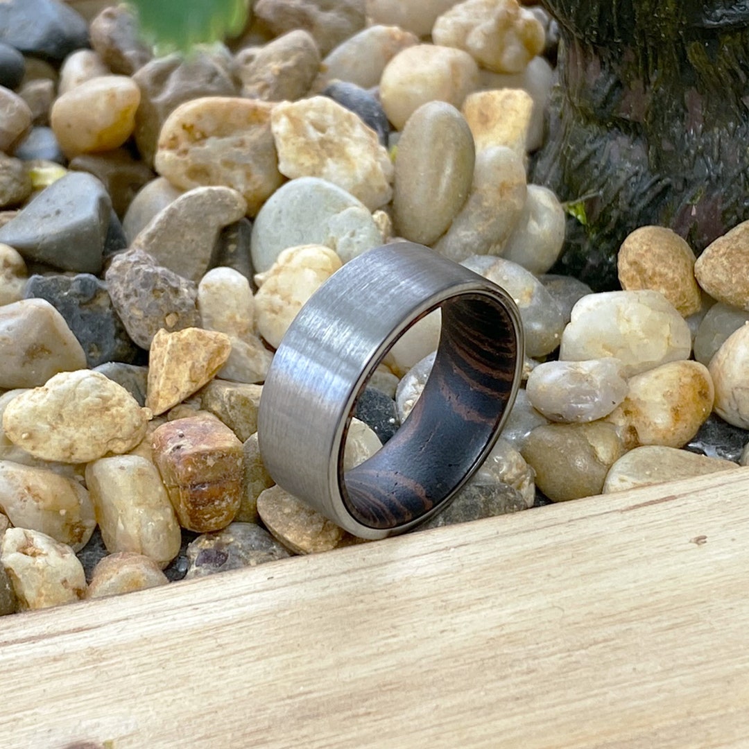 Tungsten Wood Rings | Wenge Wood Wedding Band, Wood Engagement ...