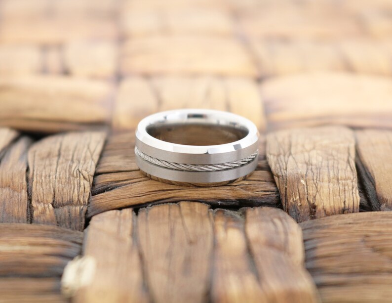 Tungsten Ring | Rope Cable Tungsten, Mens Promise Ring, Unique Mens ...