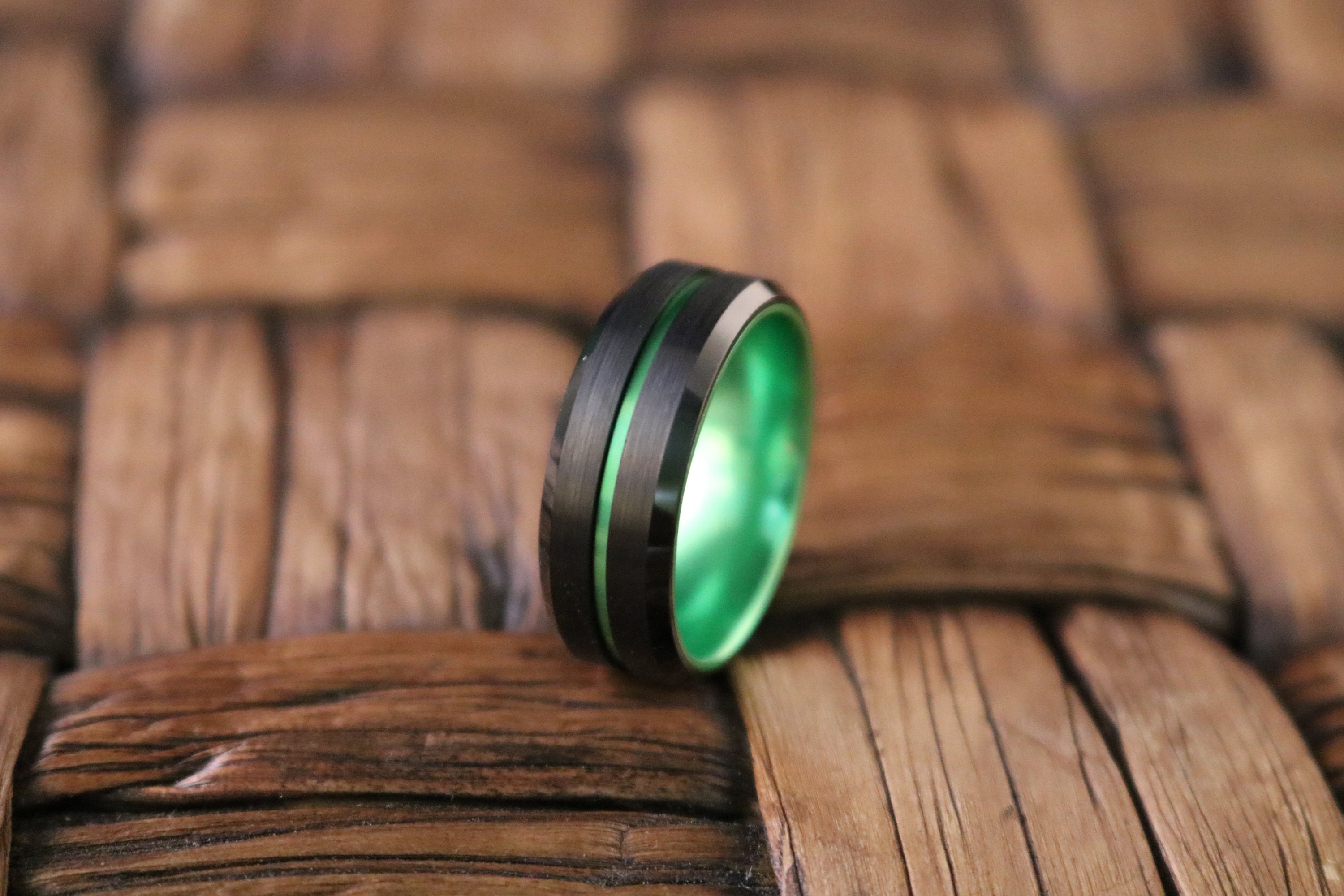 Green Tungsten Wedding Band Black Tungsten Ring Men & Women | Etsy