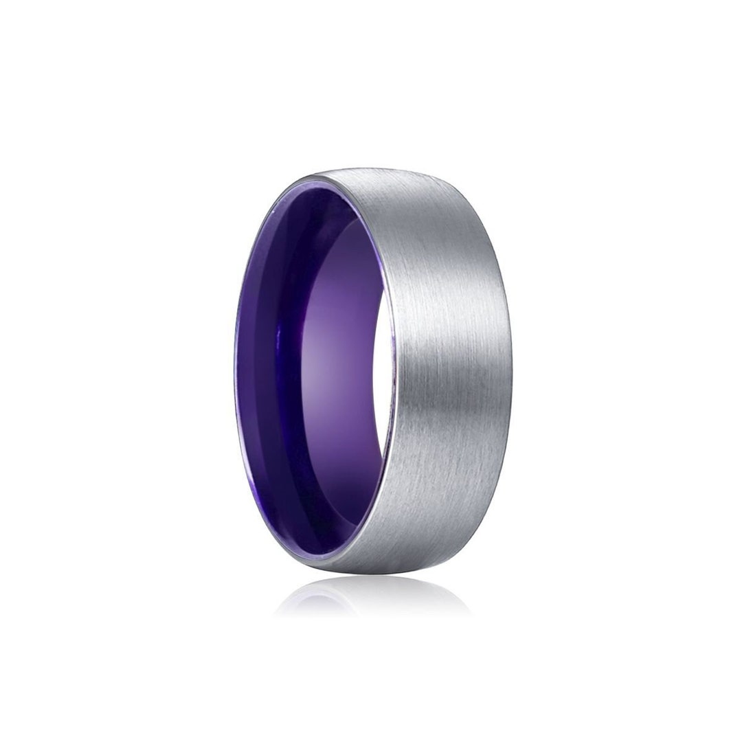WISTERIA | Tungsten Ring Purple Inside, Mens Wedding Band, Tungsten ...