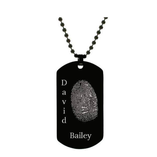 Personalized Fingerprint Dog Tag W/ Double Name - Laser Engraved ...