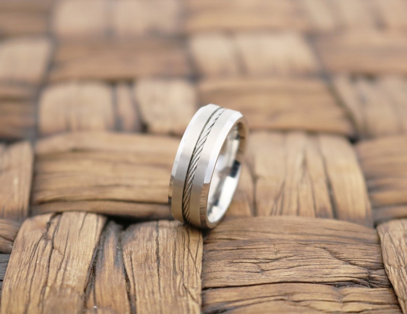 Tungsten Ring Rope Cable Tungsten Mens Promise Ring Unique - Etsy